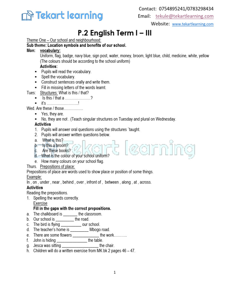 Class Two English (Note) .. | PDF | English Language | Plural