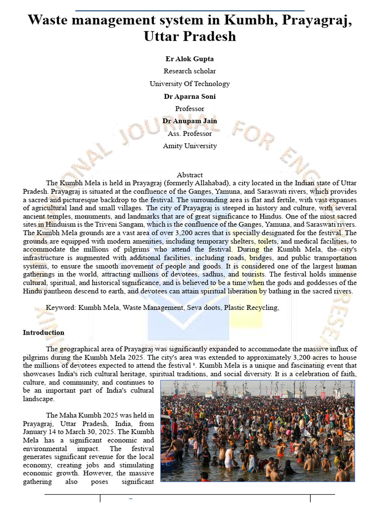 Waste management system in Kumbh, Prayagraj, Uttar Pradesh | PDF ...