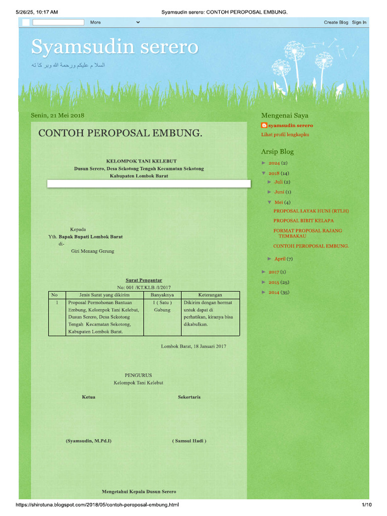 Contoh Peroposal Embung. | PDF