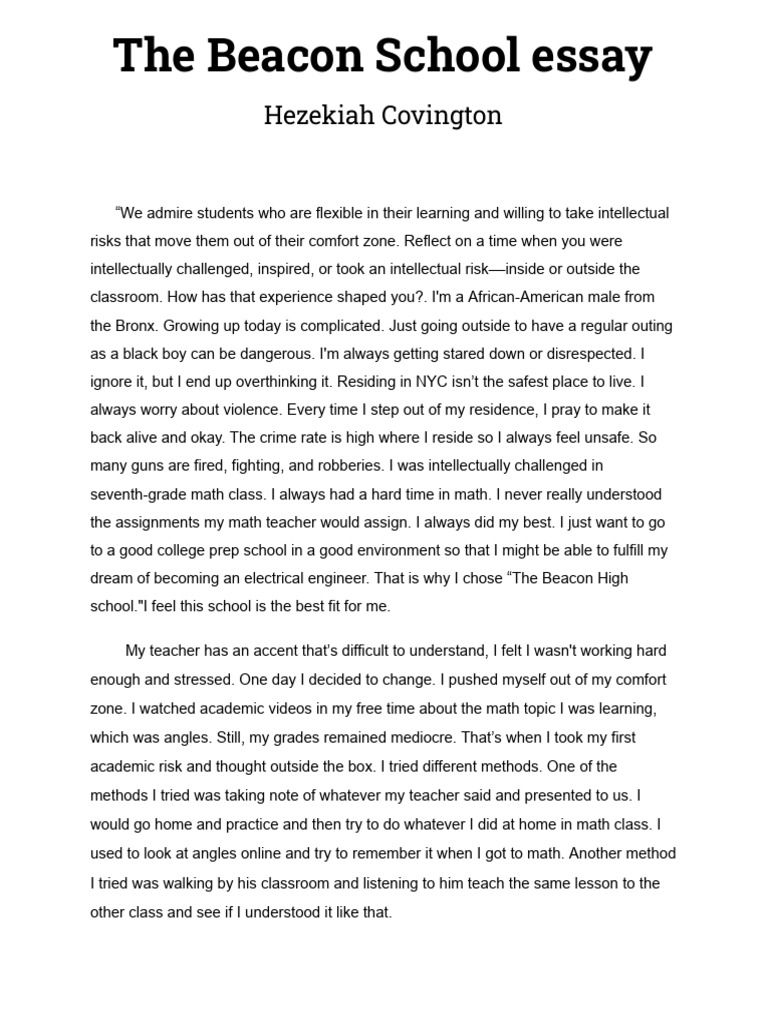 The Beacon School Essay 2 | PDF | Learning