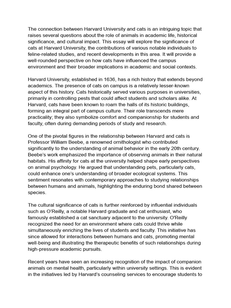 The Rate of Harvard University Linked With Cats | PDF | Cats | Psychology