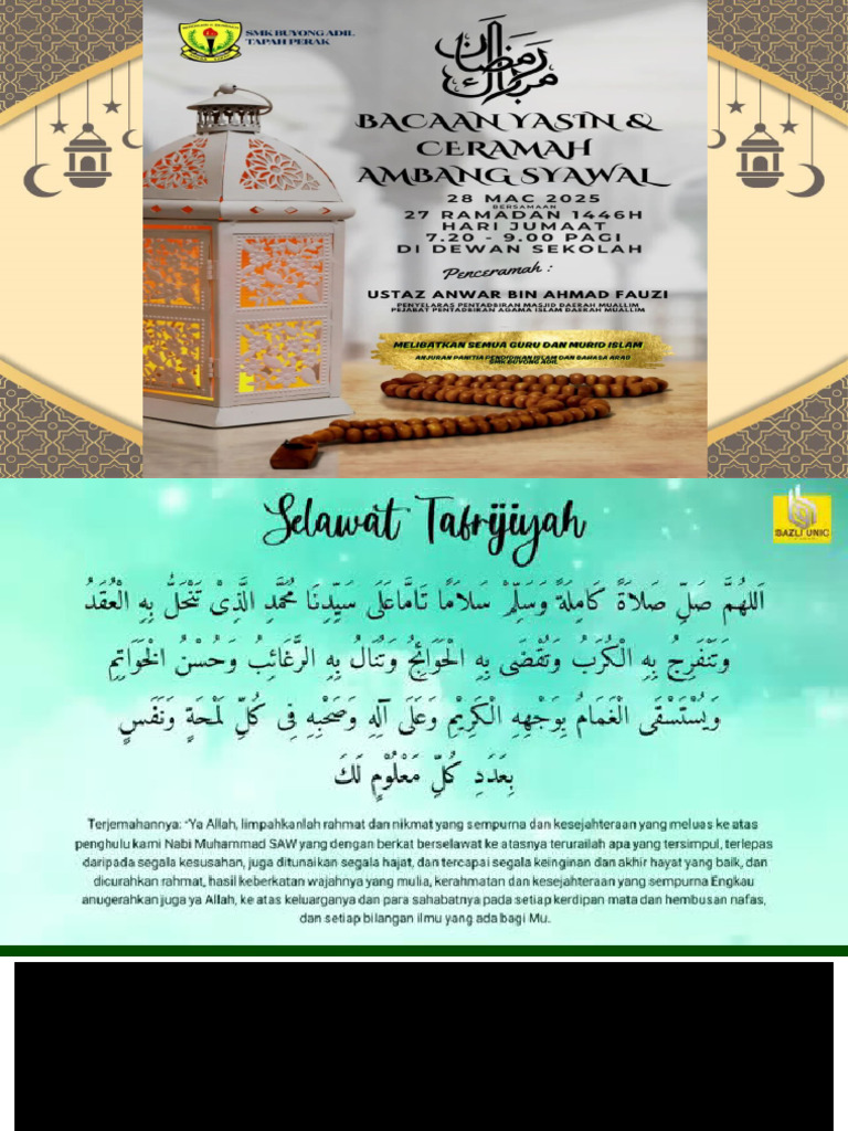 Tayangan Slaid Majlis Bacaan Yasin Dan Ceramah Di Ambang Syawal 2025 ...