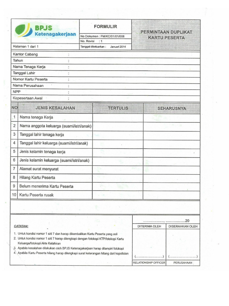 Form Koreksi Data TK | PDF