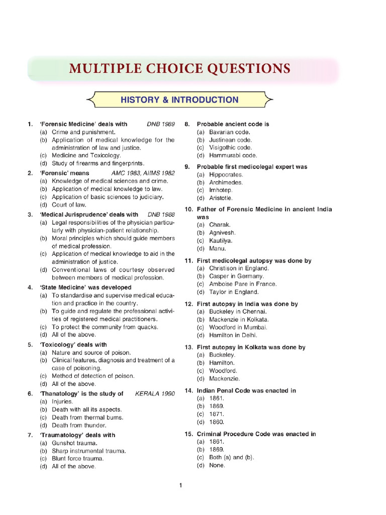 Forensics Mcqs | PDF