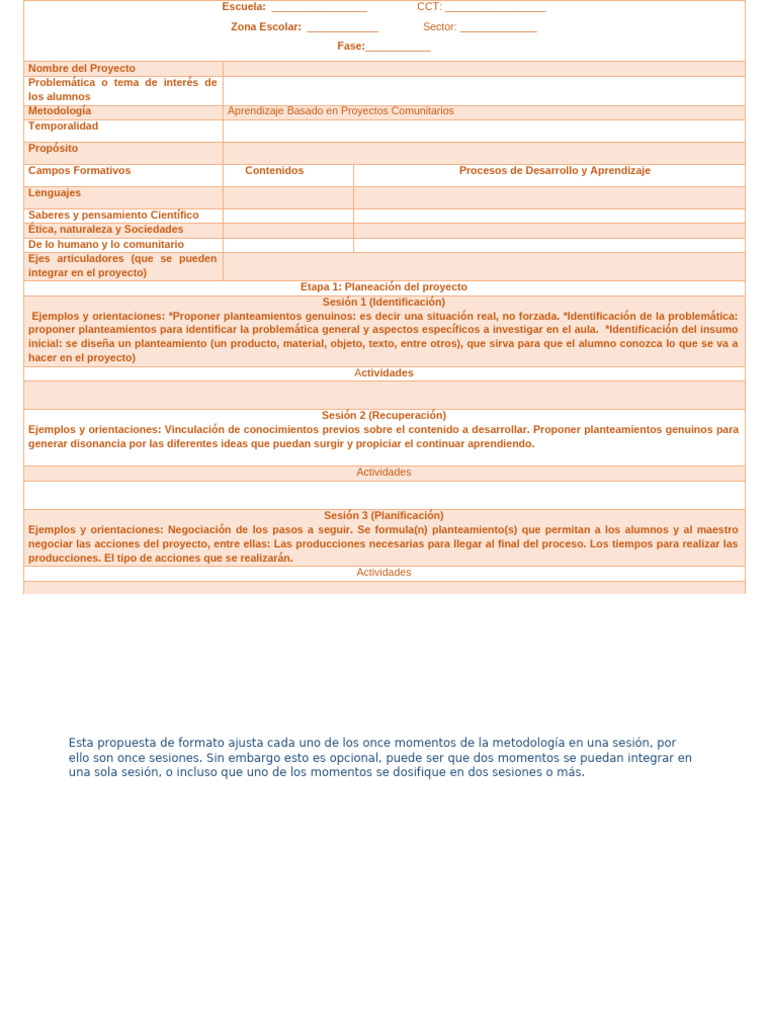 Formato Metodología Proyectos Comunitarios ABP | PDF | Planificación | Aprendizaje en base a ...