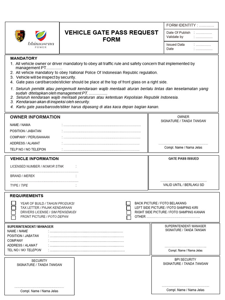 VGP Application Form | PDF | Authentication | Vehicles