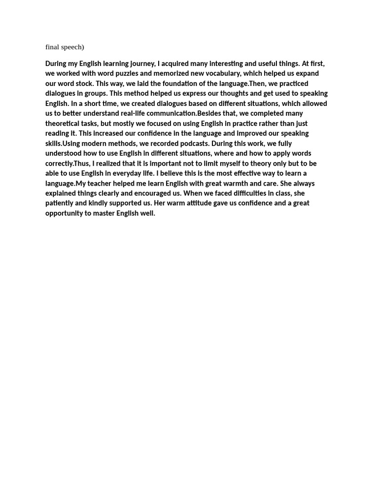Final Speech | PDF