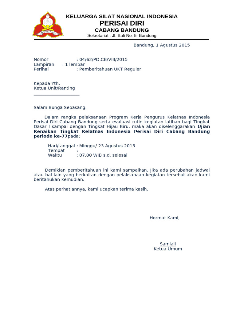 04 Surat Pemberitahuan Ukt Ke 77 | PDF