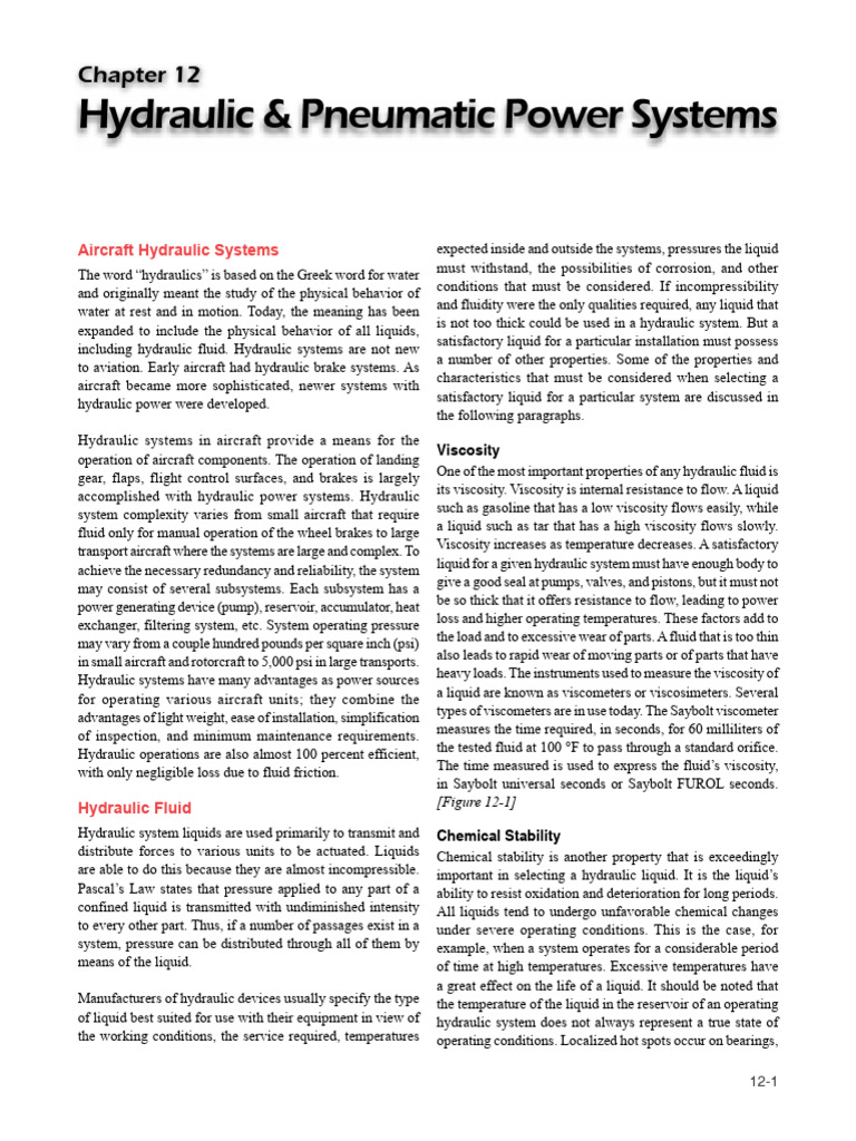 Aircraft Hydraulic Systems Overview | PDF | Pump | Valve
