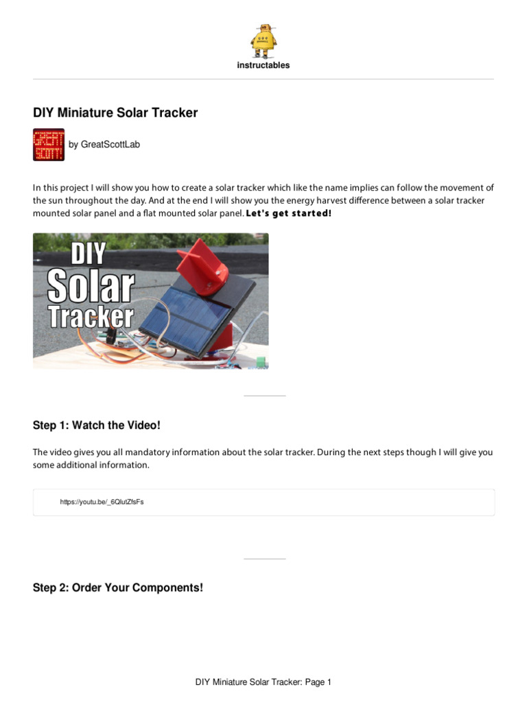DIY Miniature Solar Tracker | PDF | Electrical Engineering | Electronics