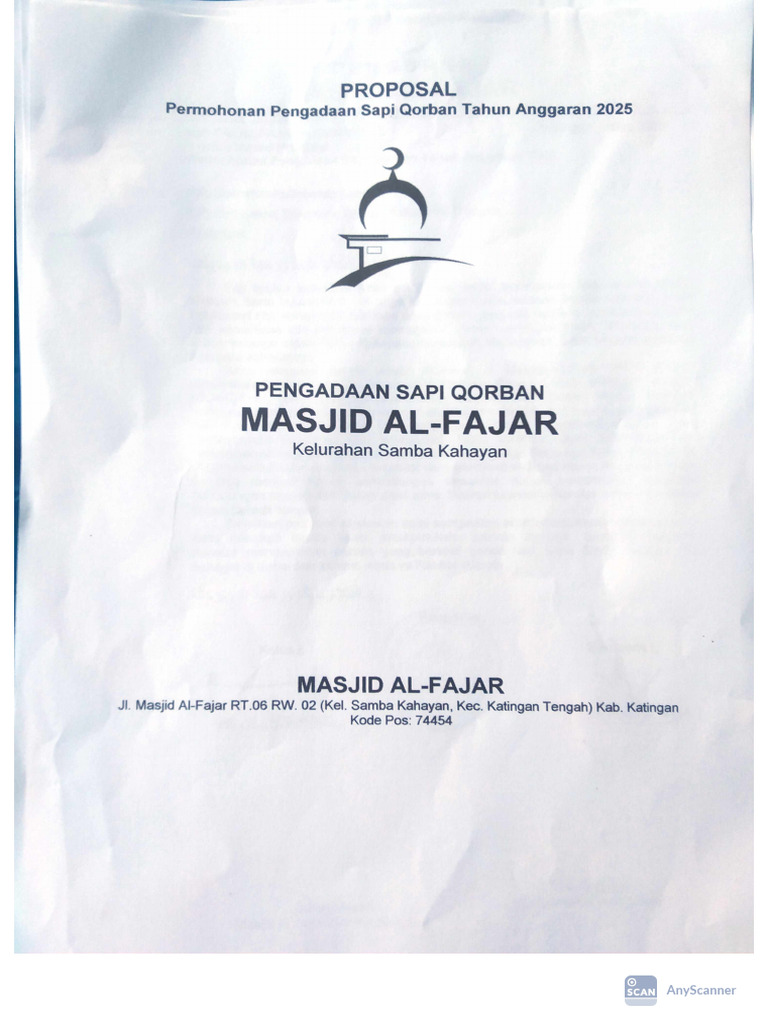 PROPOSAL QORBAN SB, Kahayan | PDF