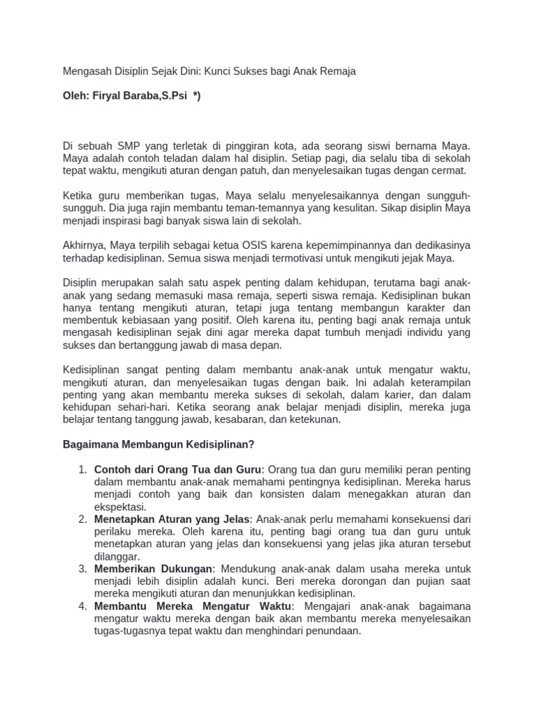 Disiplin Kunci Sukses Pdf