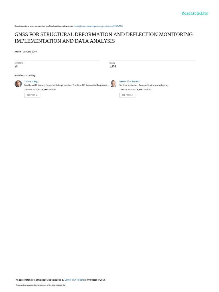 GNSS For Structural Deformation and Deflection Mon | PDF | Bridge ...