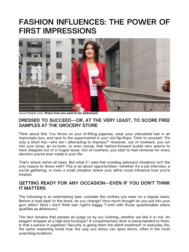 Fashion Influences The Power of First Impressions | PDF | Clothing ...
