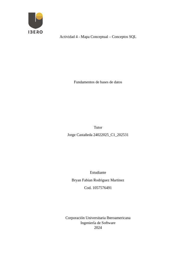 Actividad 4 - Mapa Conceptual - Conceptos SQL | PDF | SQL | Bases de datos