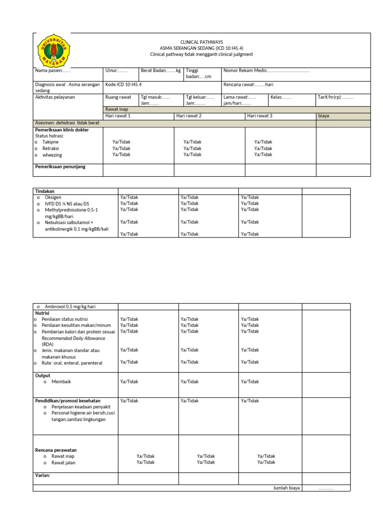 Pathway Asma Serangan Sedang ICD 10 | PDF