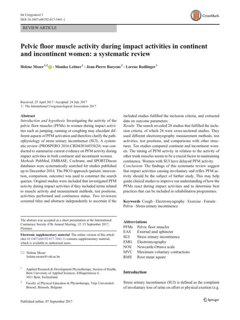 Pelvic Floor Muscle Activity During Impact Activities in Continent and ...