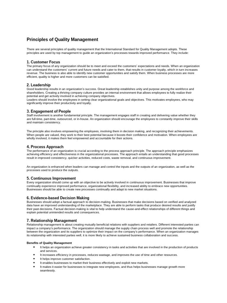 Quality Management Principles Explained | PDF | Quality Management ...