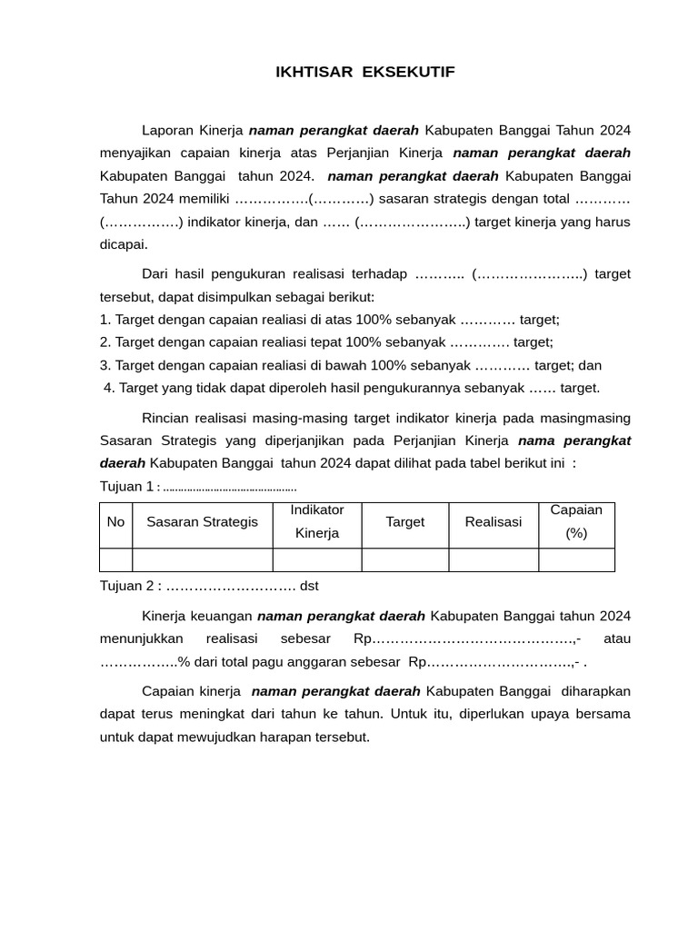 Form Ikhtisar Eksekutif LKjIP 2024 | PDF