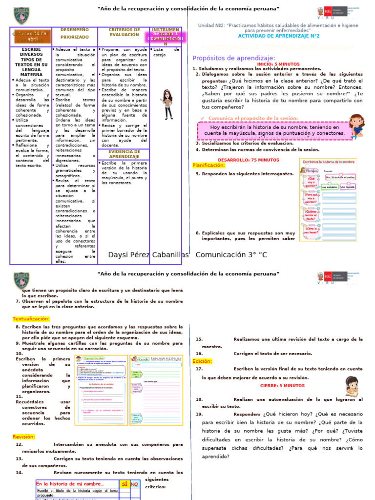 Escribimos La Historia de Mi Nombre | PDF | Comunicación escrita ...