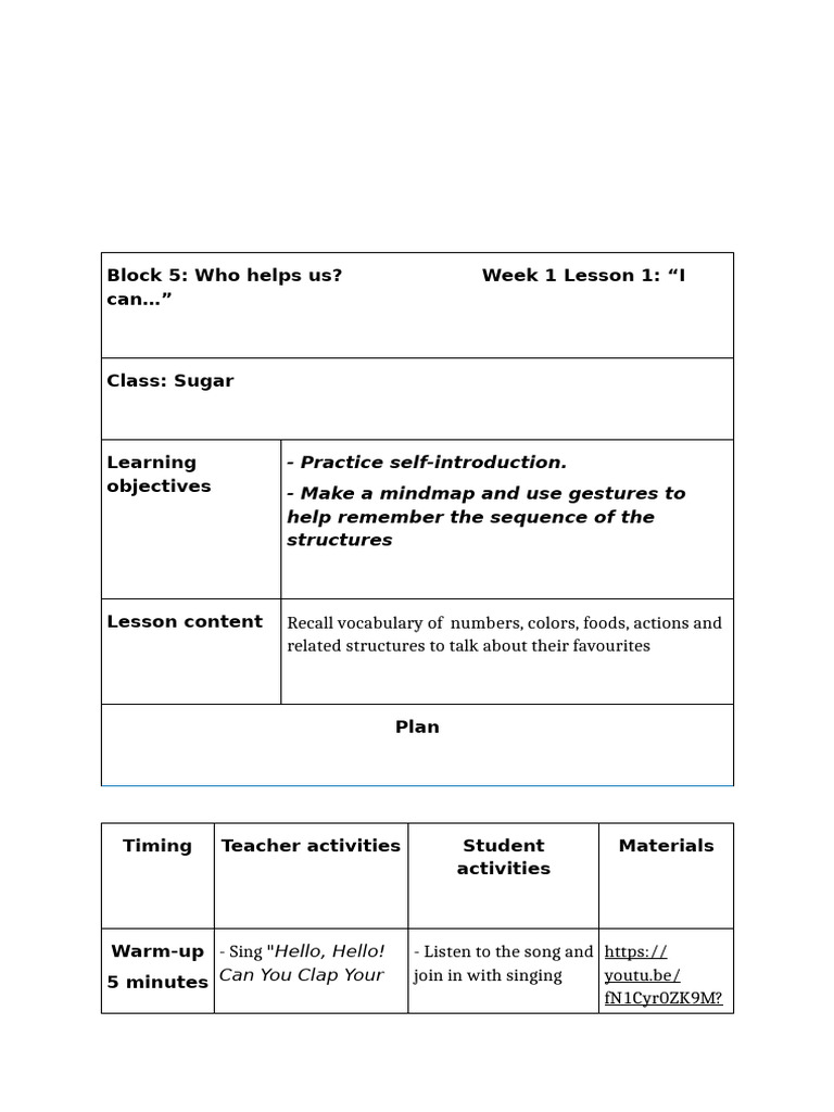 Lesson Plan - Show and Tell - L1 | PDF