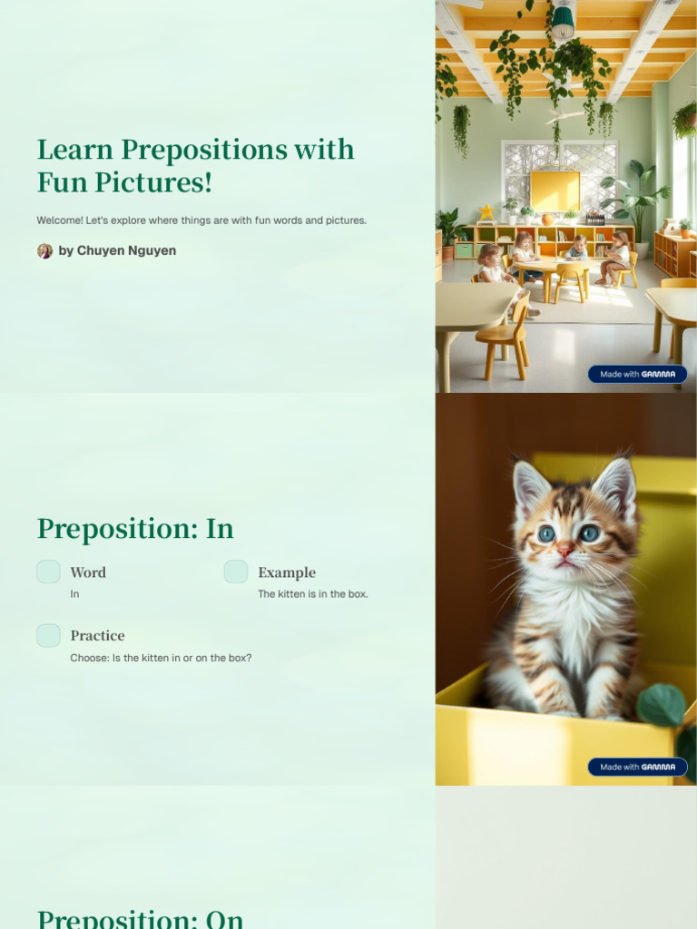 Learn Prepositions with Pictures | PDF