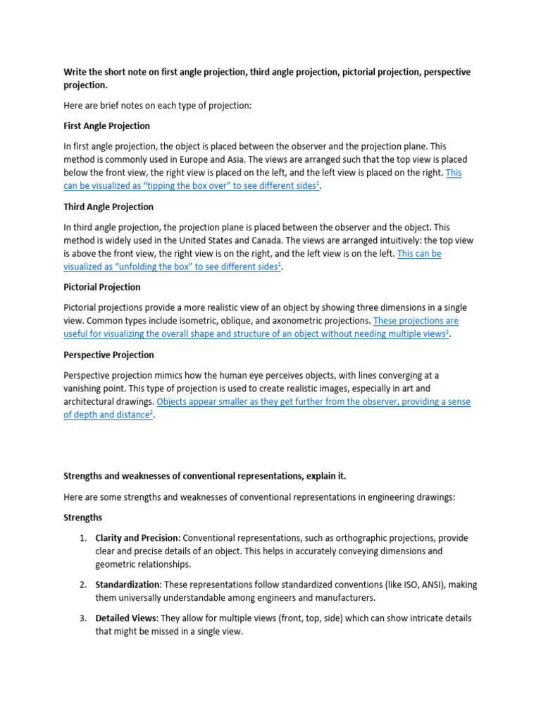 Write The Short Note On First Angle Projection | PDF | Computer Aided ...
