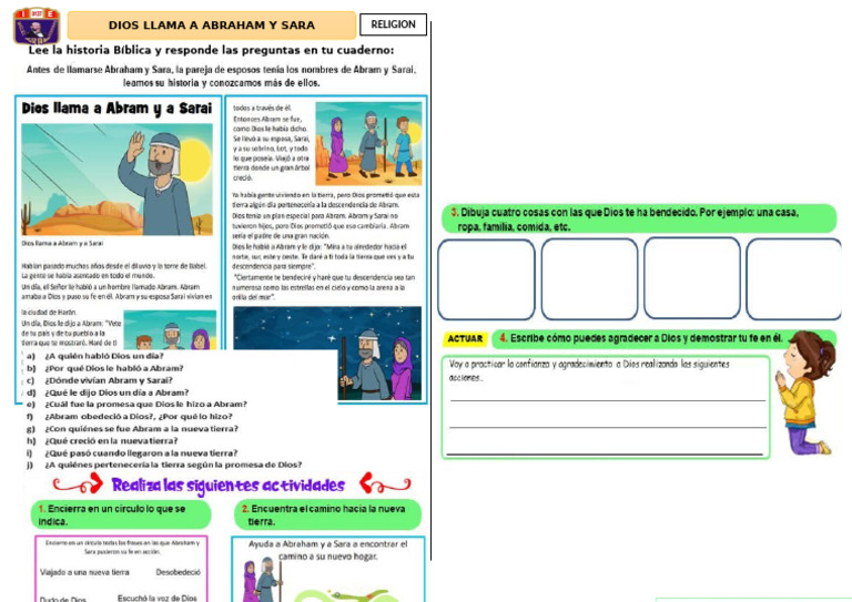 Ficha - Religion - Dios Llama A Abraham y Sara | PDF