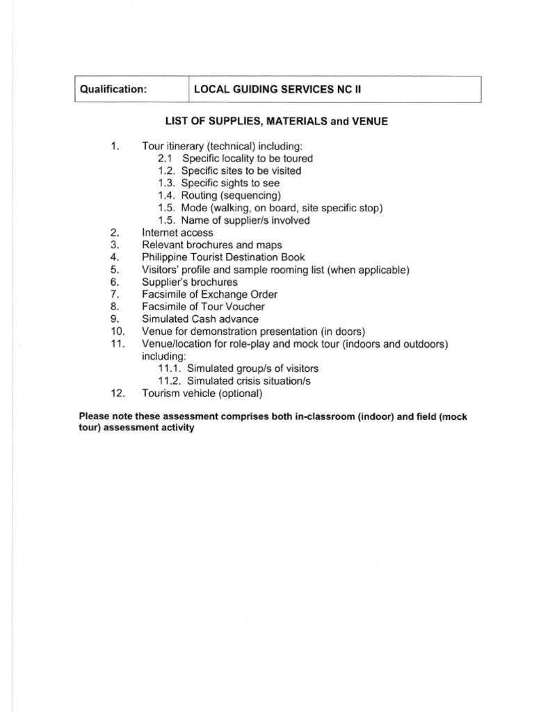 Local Guiding NC II | PDF