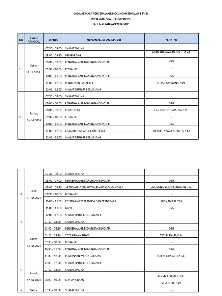 Jadwal MPLS 2024 | PDF