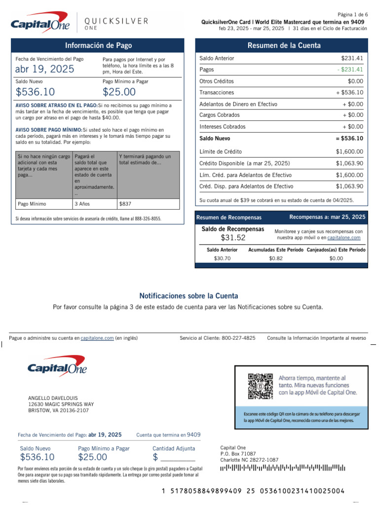 20250325-Quicksilverone Estado de Cuenta de Tarjeta-Xxxx | PDF ...