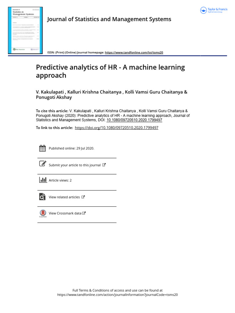 HR Predictive Analytics Using Machine Learning | PDF | Analytics ...