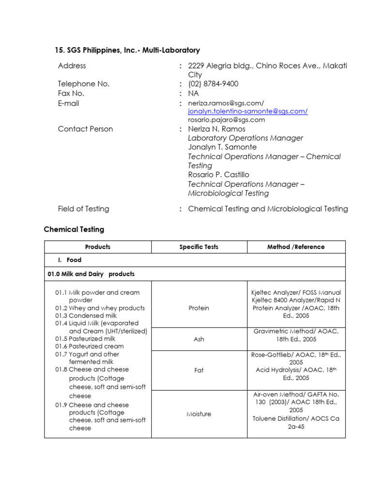 SGS Philippines: Chemical & Micro Testing | PDF | Drink | Ethanol
