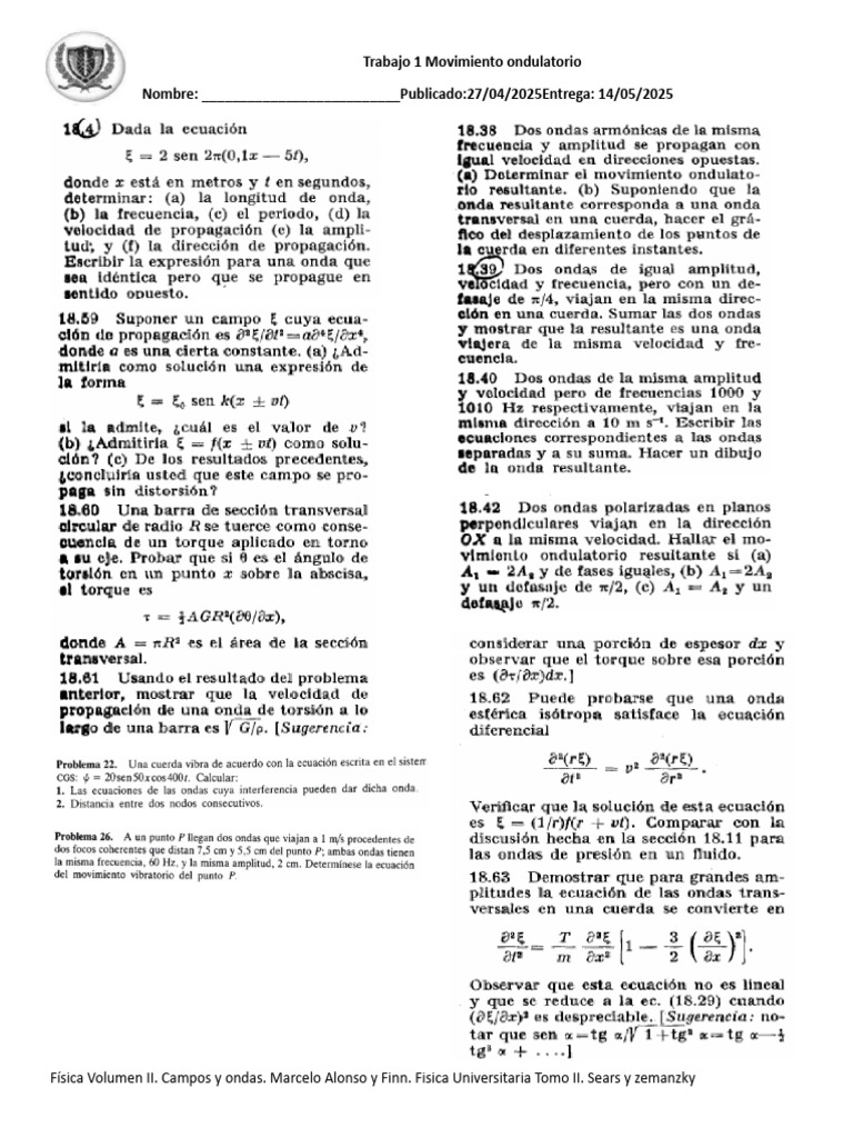 Trabajo Movimiento Ondulatorio | PDF | Olas | Sonido
