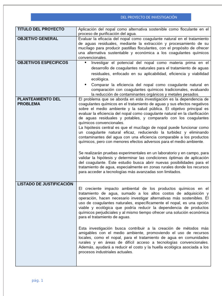 REPORTE DE IMPLEMENTACIÓN DE PROYECTO DE INVESTIGACION 1 | PDF | Agua | Tratamiento de aguas ...