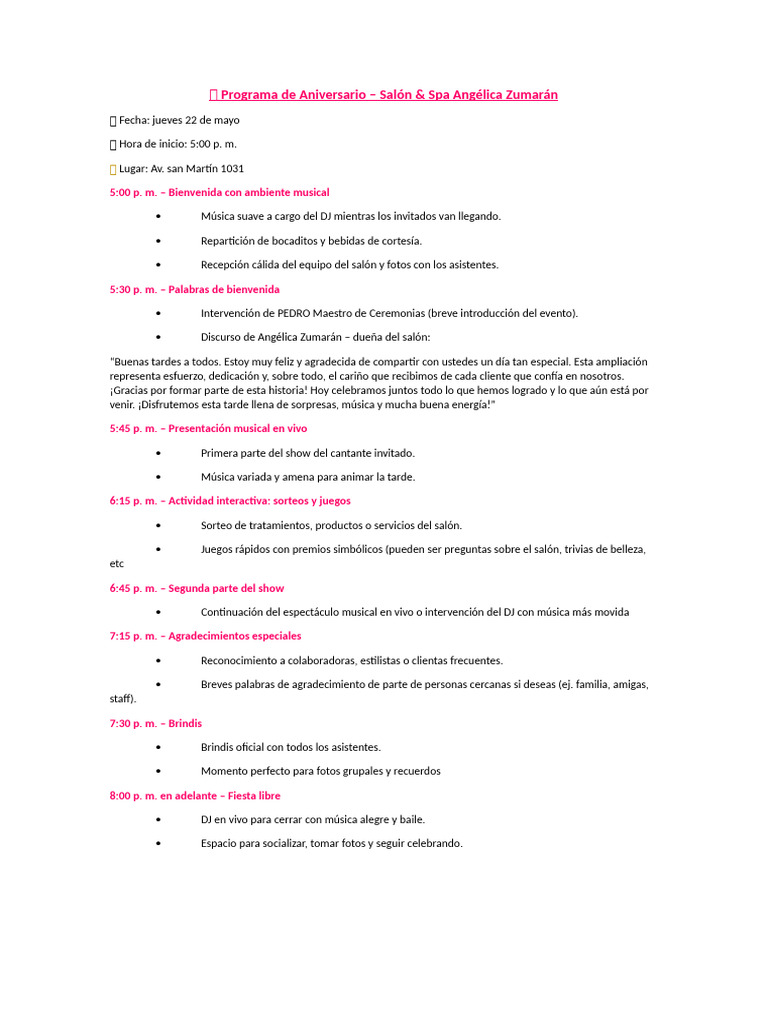 ? Programa de Aniversario | PDF