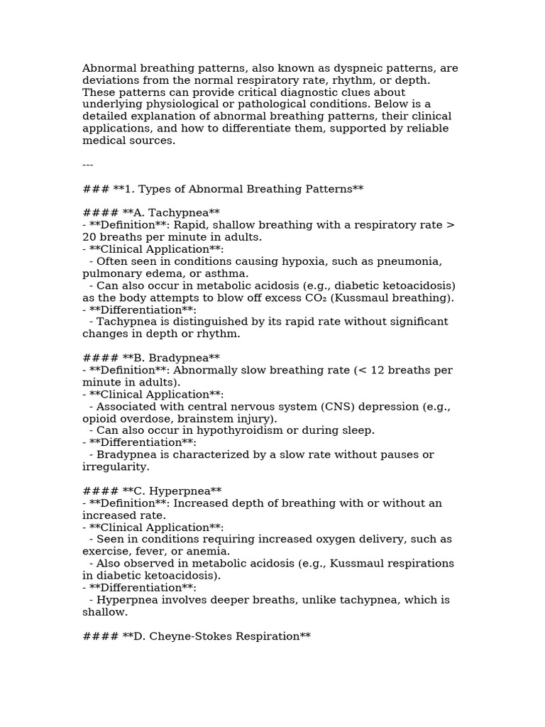 Abnormal Breathing Patterns | PDF | Respiratory Diseases | Physiology