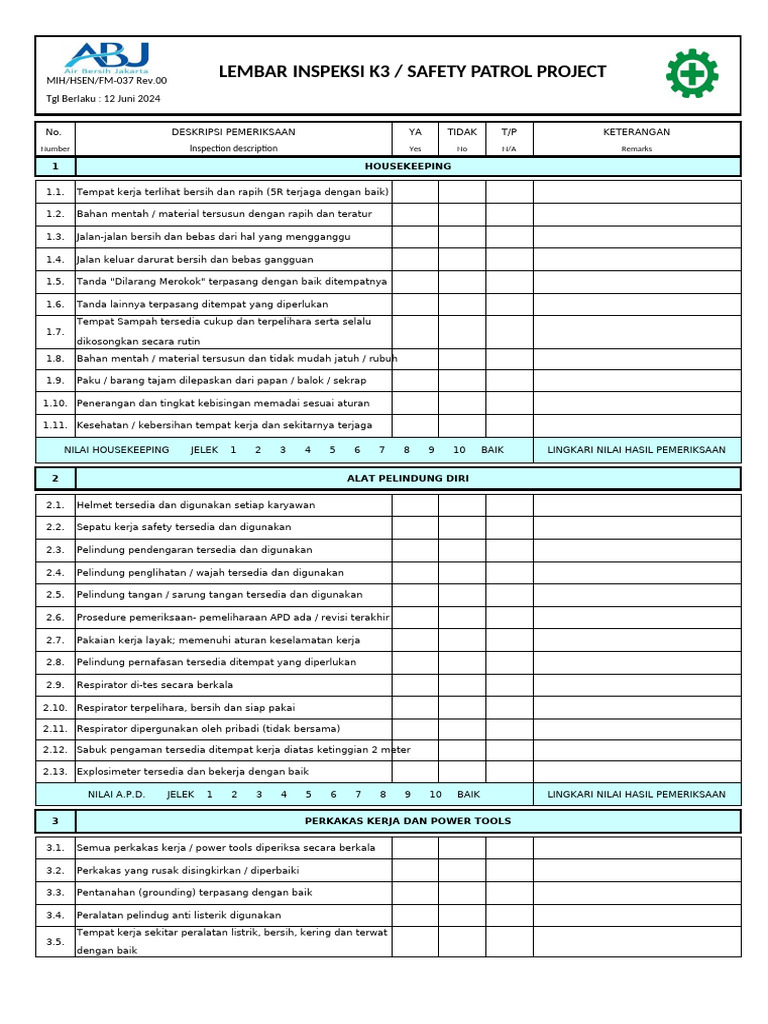 Inspeksi K3 & Safety Patrol (1) | PDF