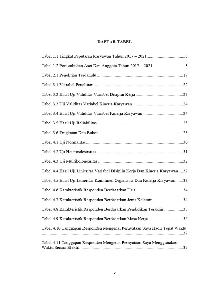 Daftar Tabel | PDF