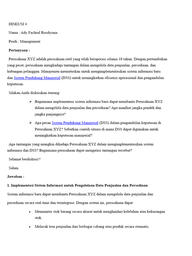Diskusi 1 Sistem Informasi Managemen | PDF