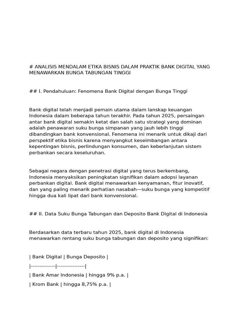 Hasil Anaisa Bunga Bank Digital | PDF