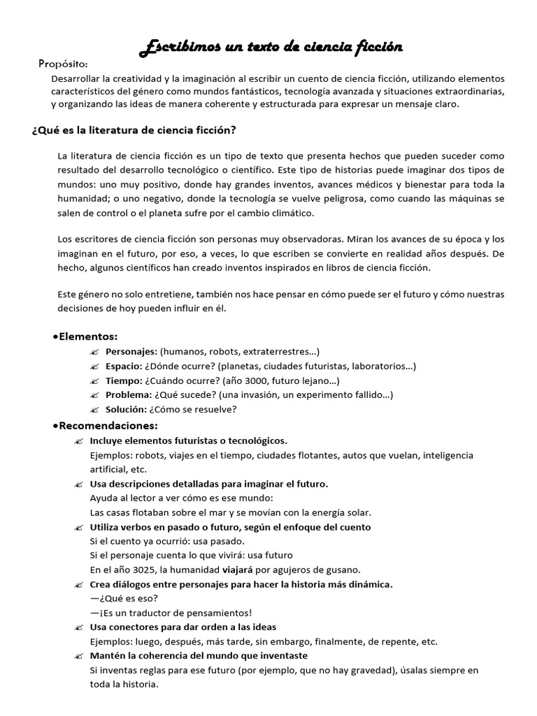 Escribiendo Ciencia Ficción Creativa | PDF | Ciencia ficción | Cuentos