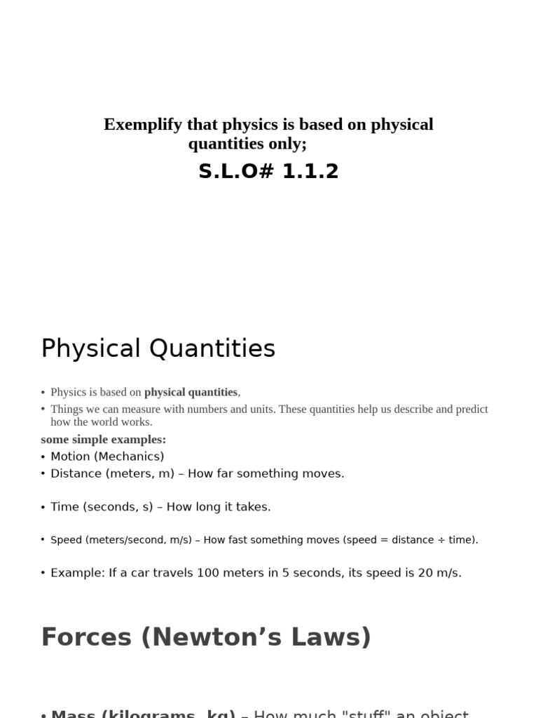 Understanding Physical Quantities in Physics | PDF