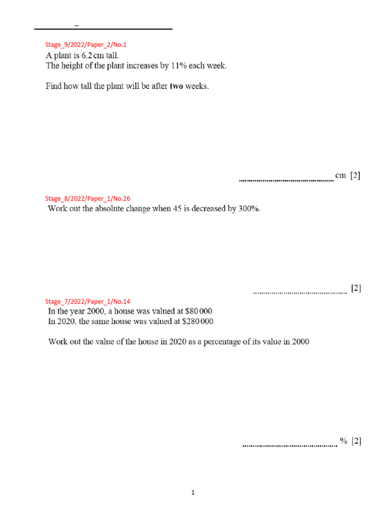 11 Percentages Checkpoint Y9 Progression Math | PDF