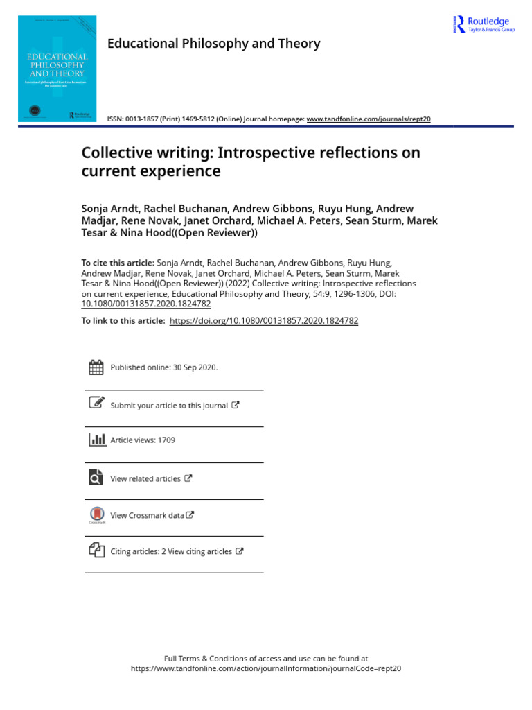 Collective Writing Introspective Reflections On Current Experience ...