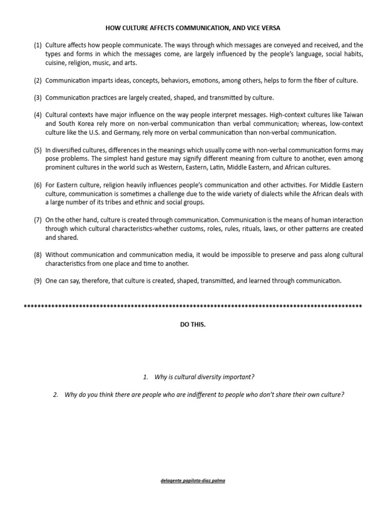 Impact of Culture on Communication | PDF