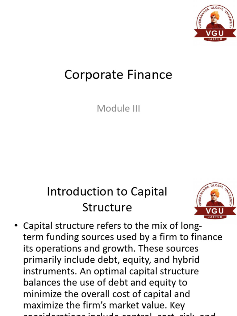 Corporate_Finance_Module_III | PDF | Cost Of Capital | Capital Structure