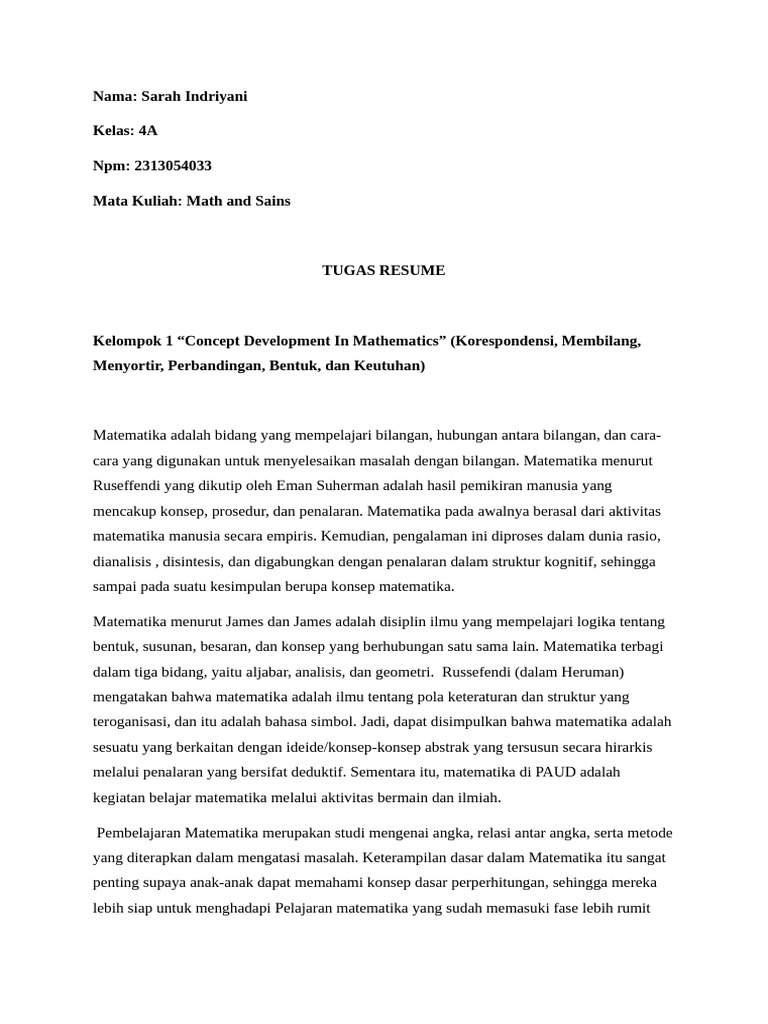 Resume Math and Sains Sarahahah Finally Yeayy | PDF