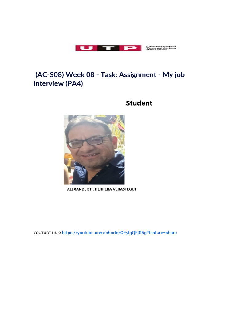 My Job Interview Assignment Overview | PDF