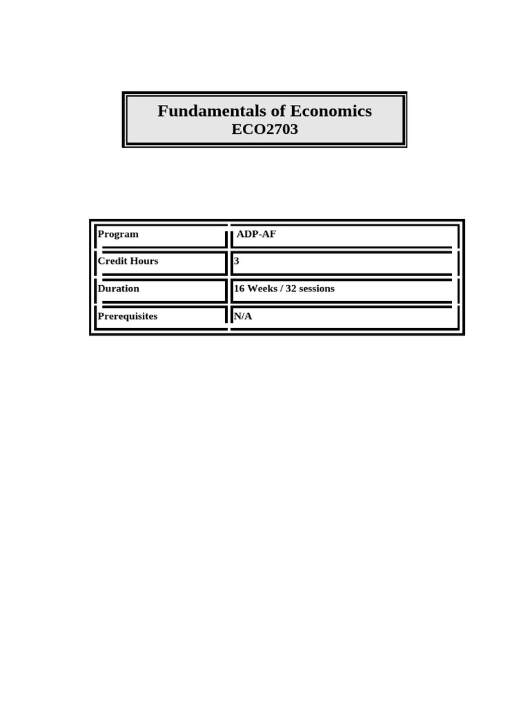 Fundamentals of Economics Course Overview | PDF | Cost Of Living | Monopoly